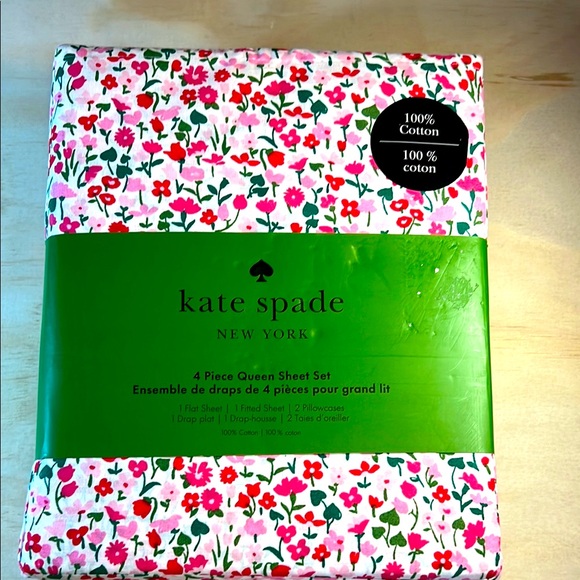 kate spade | Bedding | Kate Spade Pink And Red Floral Sheet Set Sz ...